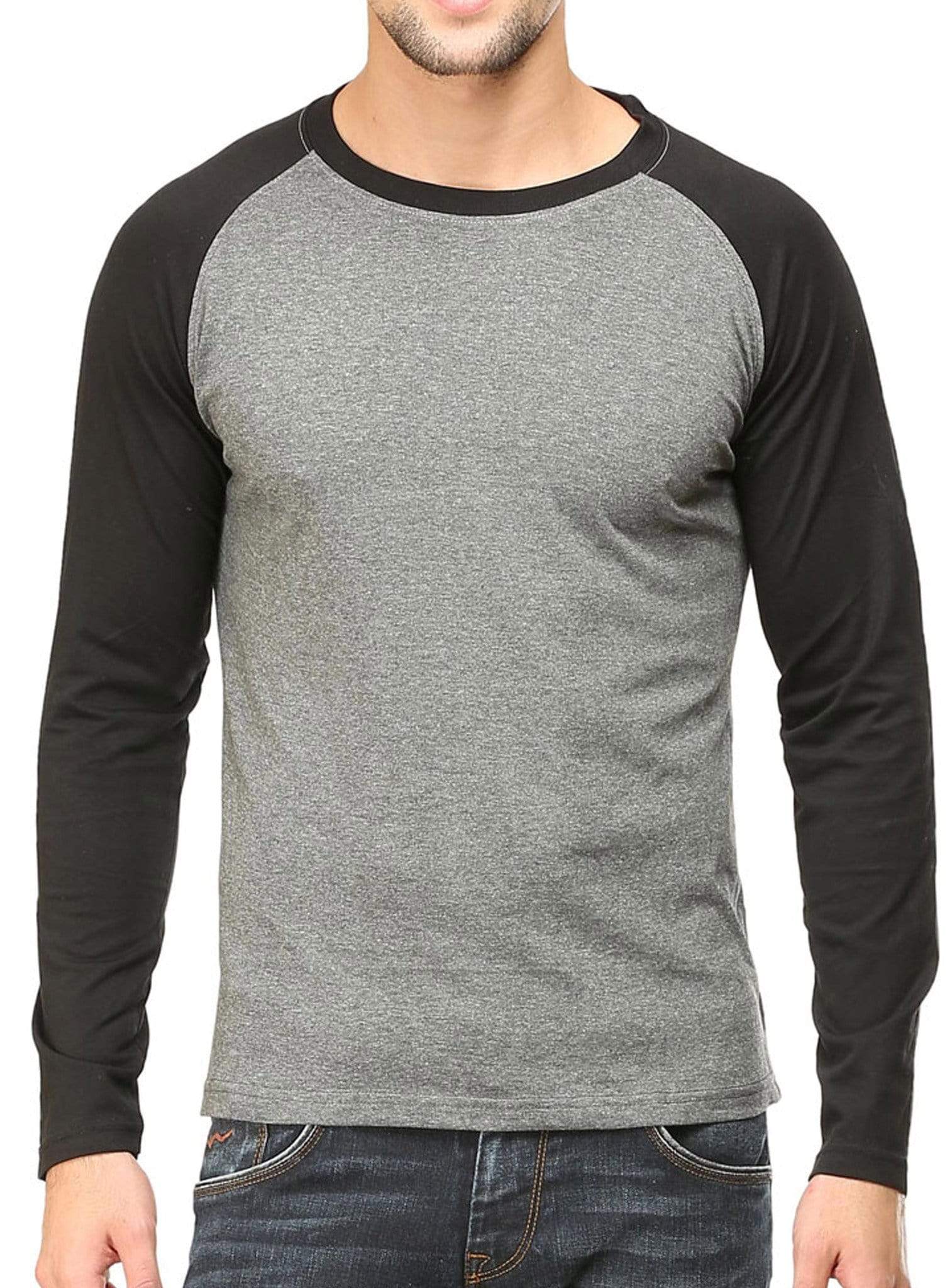Men's Raglan Black Charcoal in full sleeves | Wolfattire